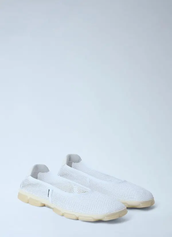 Miu Miu Mesh Slip-on Flats - White