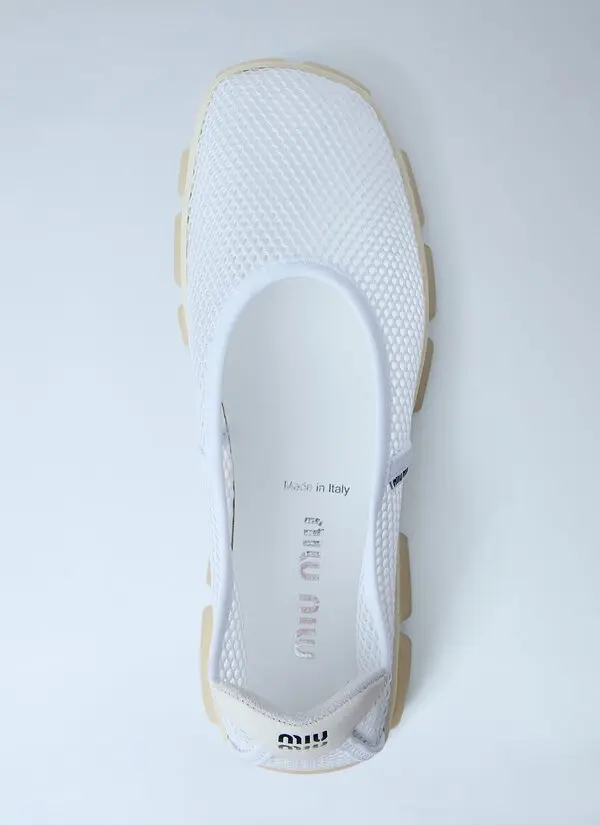 Miu Miu Mesh Slip-on Flats - White