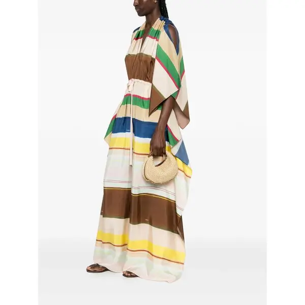 Fendi Striped Silk Jumpsuit - Cream