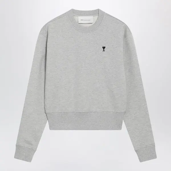 AMI Paris De Coeur Crewneck Sweatshirt - Gray