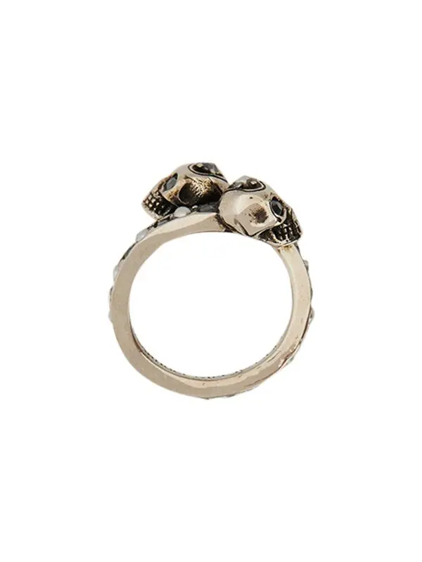 Alexander McQueen Anello Twin Skull