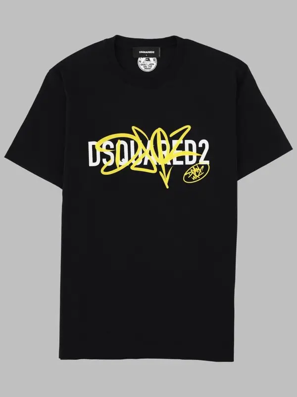 Dsquared2 T-shirt Con Stampa E Logo - Black