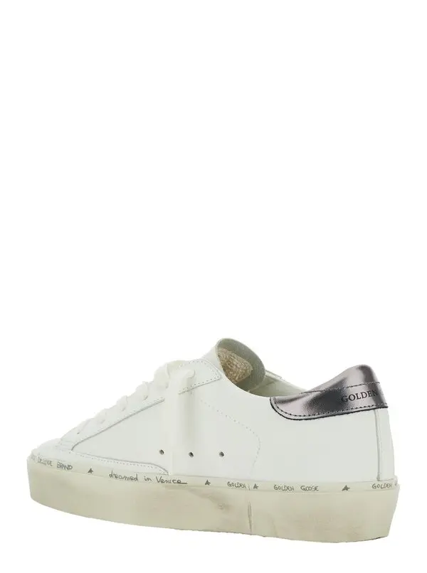 GOLDEN GOOSE Hi Star' White Low Top Sneakers With Star Patch On The Side And Logo Lettering On The Heel In Leather For - Multicolor
