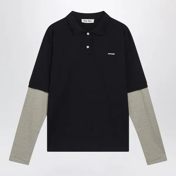Miu Miu Olive Cotton Jersey Polo Shirt - Blue