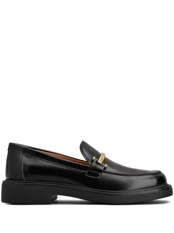 TOD'S Leather Loafers With Metal Bar - Black