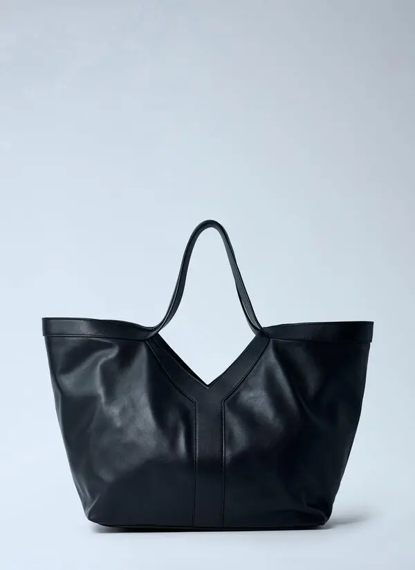 Saint Laurent Large Y-shaped Leather Tote Bag - Black