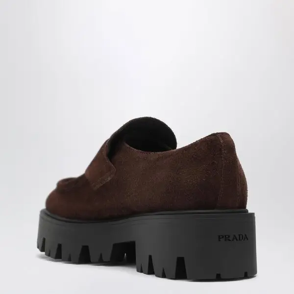 Prada Dark Suede Loafers - Brown