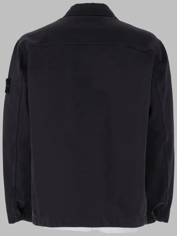 Stone Island Overshirt In Twill Di Cotone - Blue