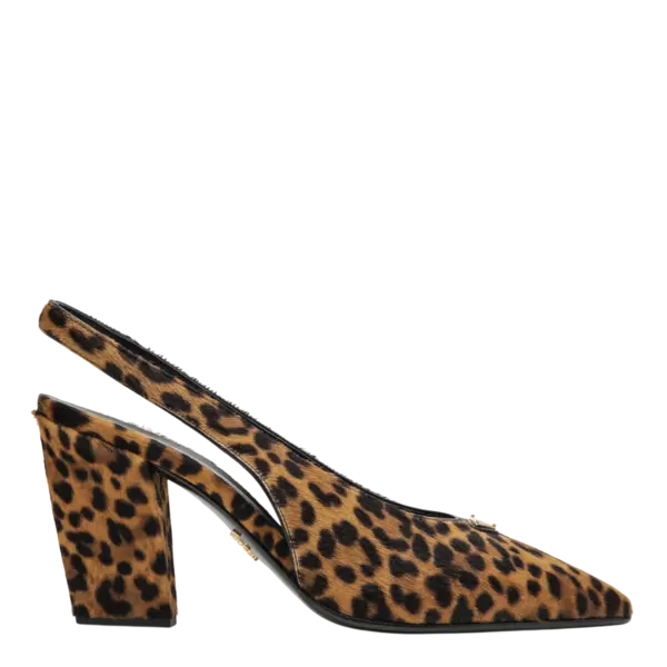 Prada Leopard-print Slingback Pumps - Cream