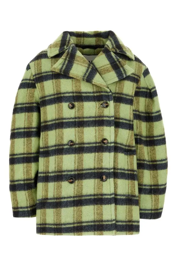 GANNI Plaid Patterned Coat - Multicolor