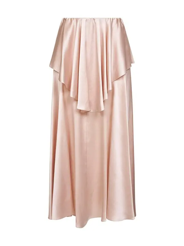 Chloé Pink Washed Silk Satin Fluid Layered Midi Skirt - Multicolor