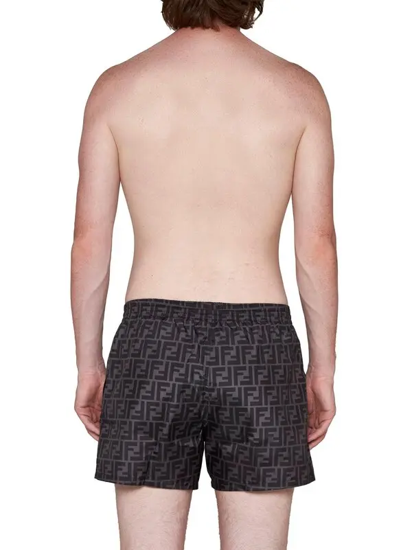 Fendi Ff Pattern Nylon Swim Trunks - Multicolor