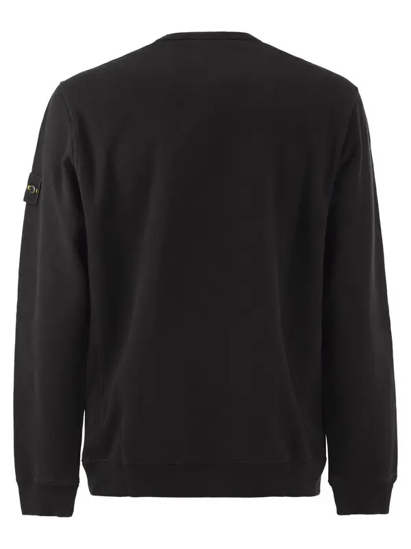 Stone Island Cotton Crew Neck Sweatshirt With Compass Badge - Black
