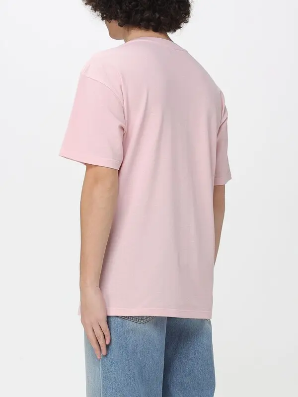 Saint Laurent Crew Neck T-shirt With Logo - Pink