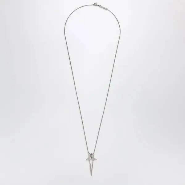 Rick Owens Pentagram Necklace In Metal - Silver