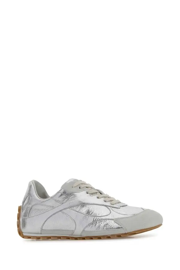 Bottega Veneta Leather Orbit Flash Sneakers - Silver