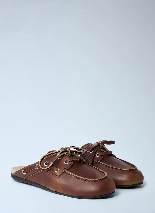 Miu Miu Leather Lace-up Mules