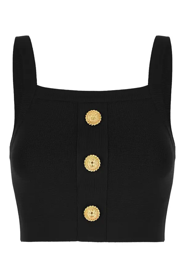 Balmain Square Neck Crop Top - Multicolor
