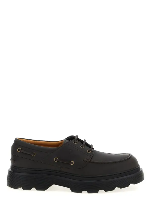 TOD'S Leather Boat Shoes - Brown