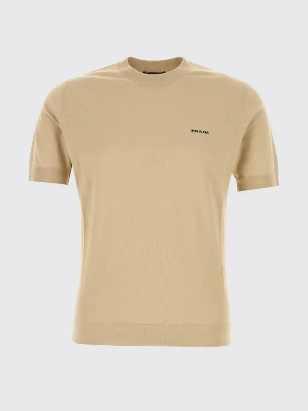Prada Cotton Sweater With Jacquard Logo - Cream