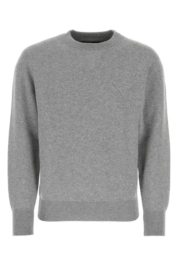 Prada Melange Grey Stretch Cashmere Blend Sweater - Gray
