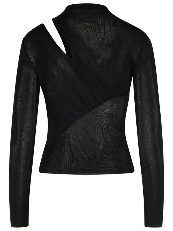 SELF-PORTRAIT Viscose Cut Out Top - Black