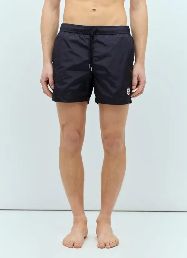 Moncler Logo Patch Swim Shorts - Blue