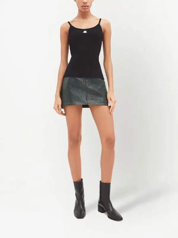 COURREGES Ribbed Knitted Tank Top - Black