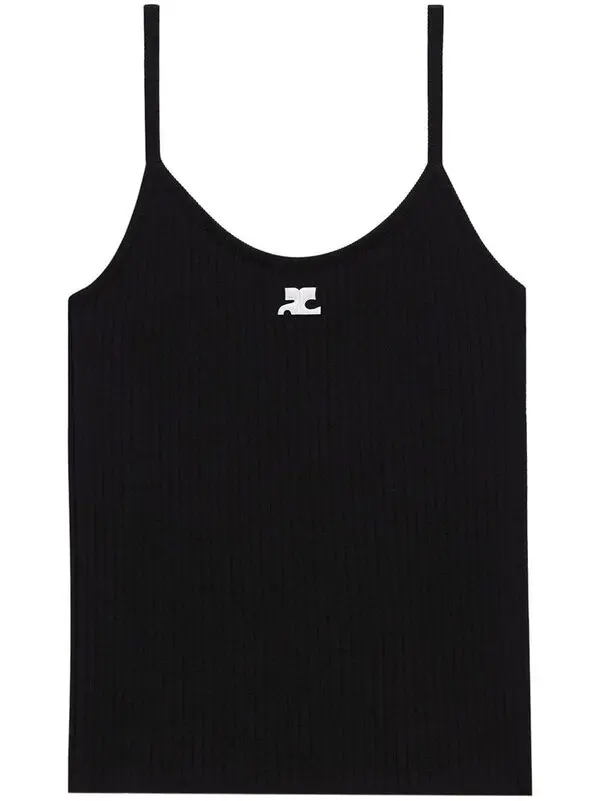 COURREGES Ribbed Knitted Tank Top - Black