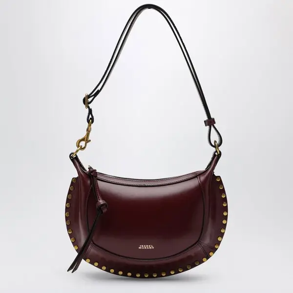 Isabel Marant Étoile Oskan Moon Shoulder Bag In Calfskin Burgundy - Red