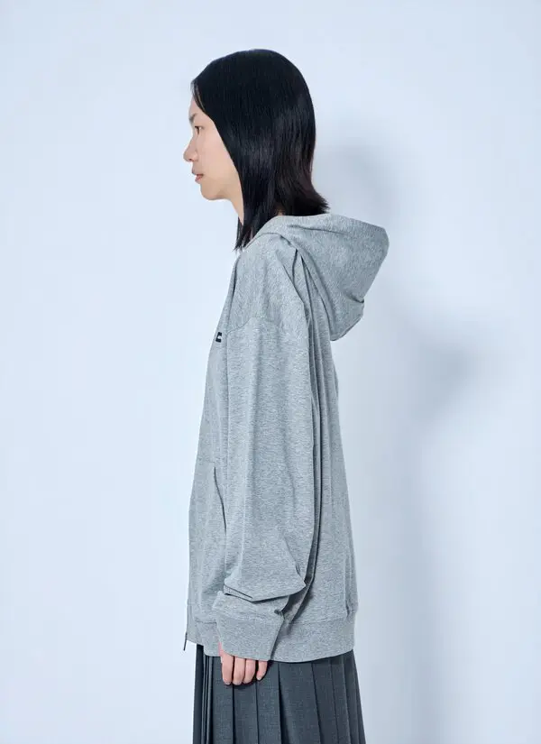 Miu Miu Patch Detail Zip Hoodie - Gray