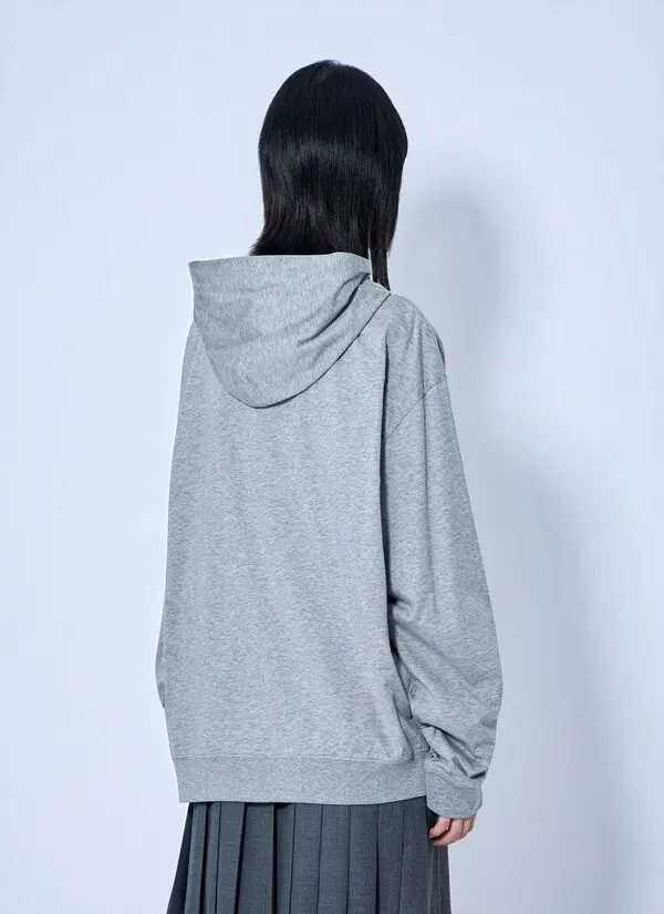 Miu Miu Patch Detail Zip Hoodie - Gray