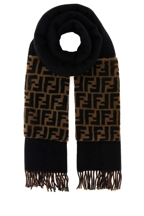Fendi Black Wool Blend Scarf - Multicolor