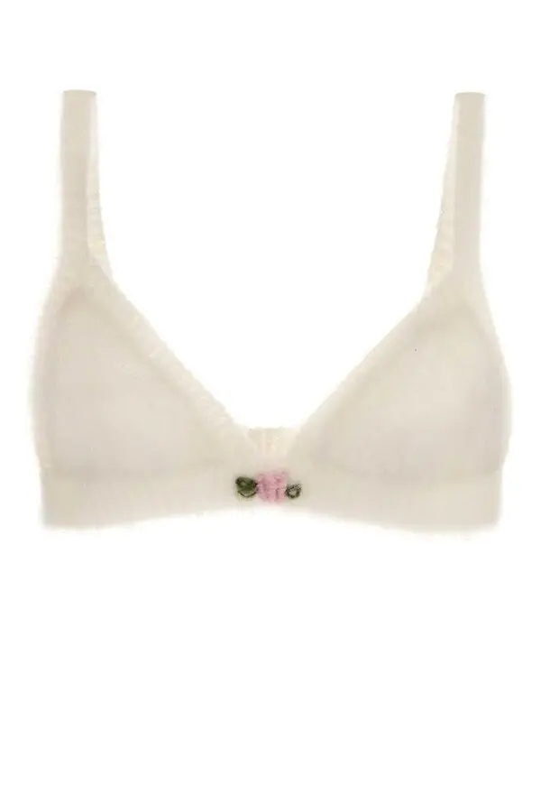 Alessandra Rich Mohair Blend Bra - White