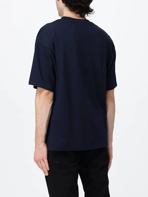 Saint Laurent Crewneck T-shirt In Cotton And Modal Jersey With Dropped Shoulders - Blue