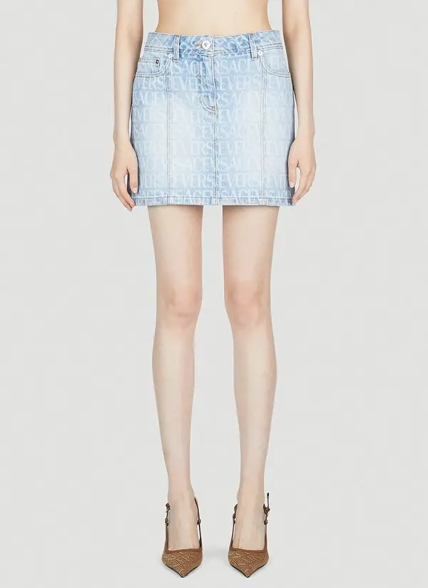 Versace Denim Jacquard Mini Skirt