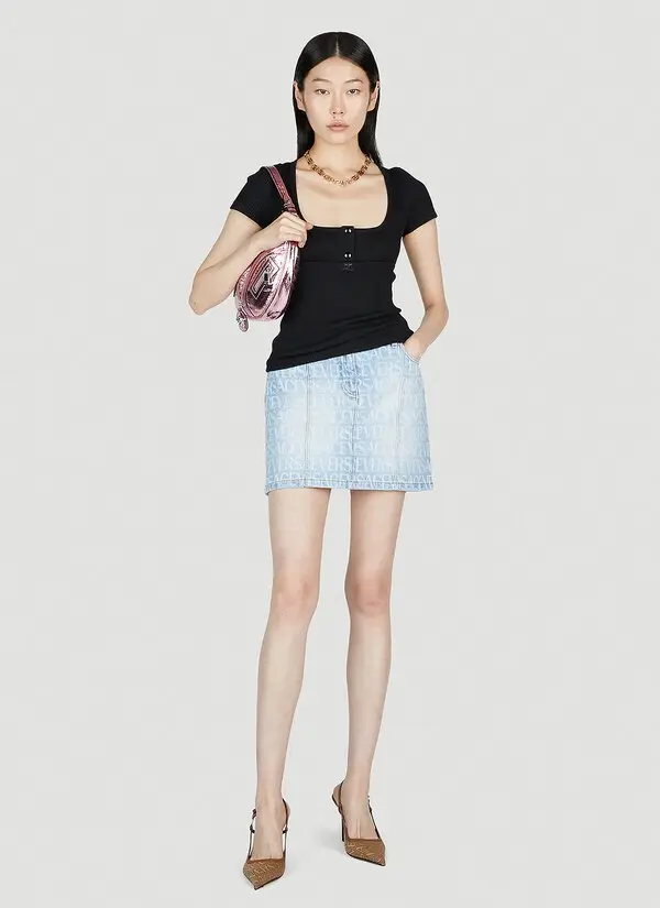 Versace Denim Jacquard Mini Skirt