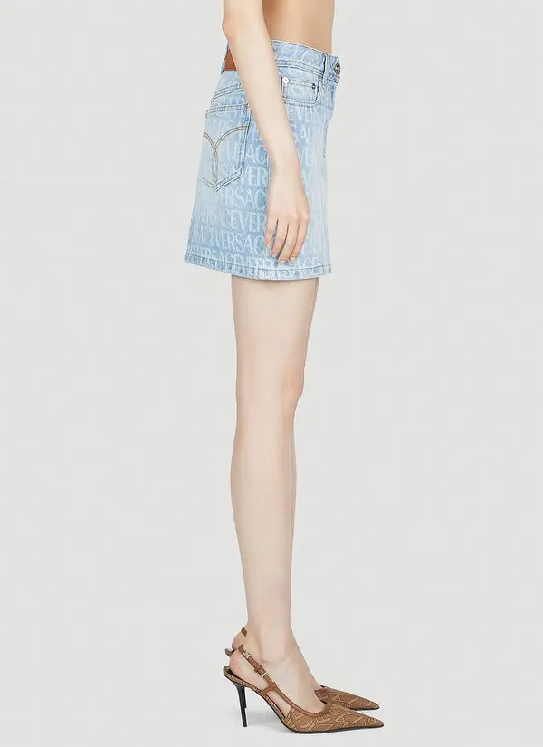 Versace Denim Jacquard Mini Skirt