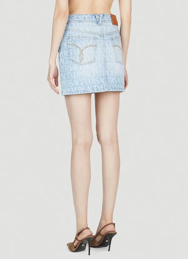 Versace Denim Jacquard Mini Skirt
