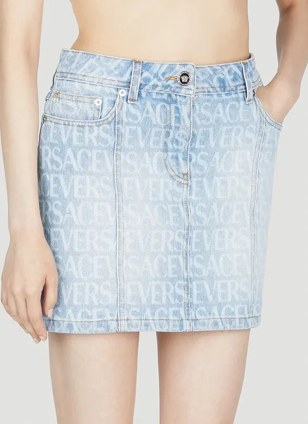 Versace Denim Jacquard Mini Skirt