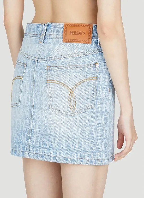 Versace Denim Jacquard Mini Skirt