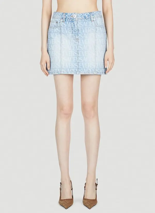 Versace Denim Jacquard Mini Skirt