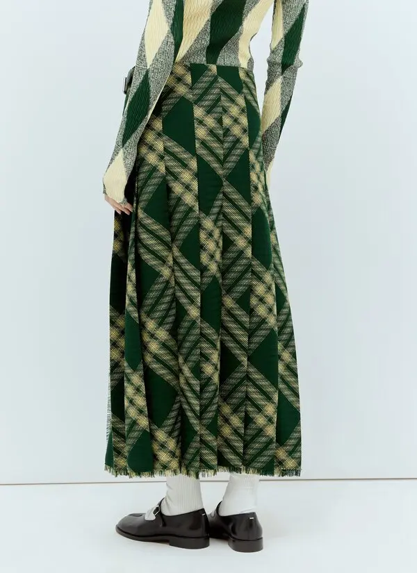 Burberry Wool Check Midi Skirt