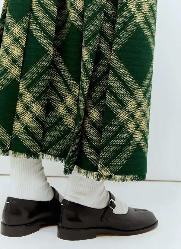 Burberry Wool Check Midi Skirt
