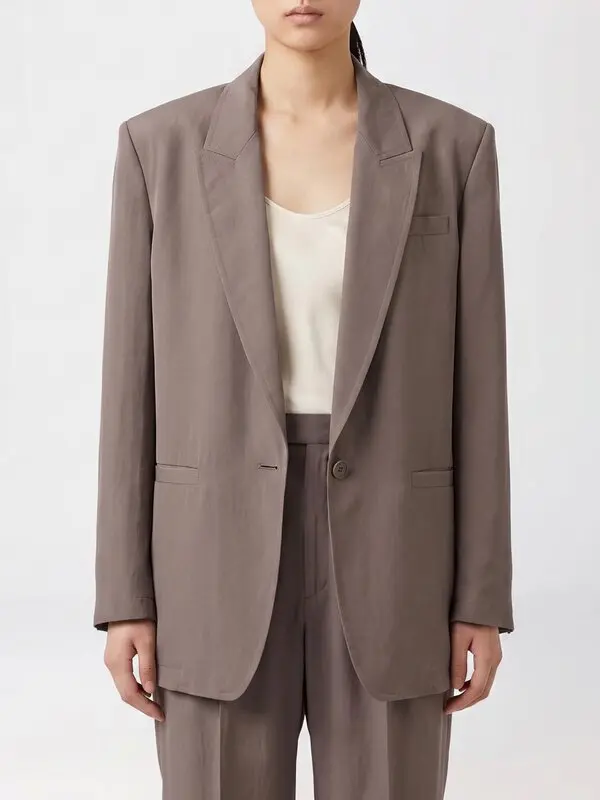 Saint Laurent Fluid Silk Blazer - Gray