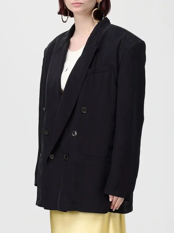 Saint Laurent Double Breasted Fluid Silk Oversized Blazer