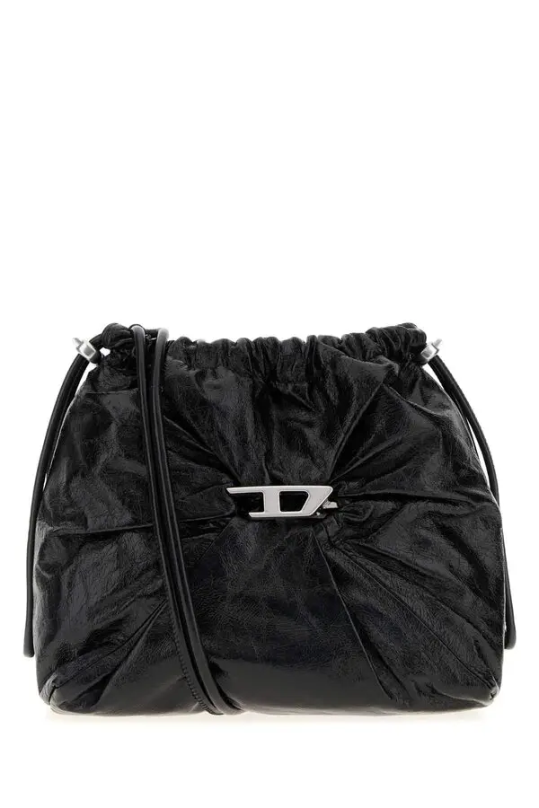 DIESEL® Leather Scrunch-d Bucket Bag - Black