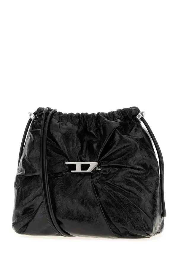 DIESEL® Leather Scrunch-d Bucket Bag - Black