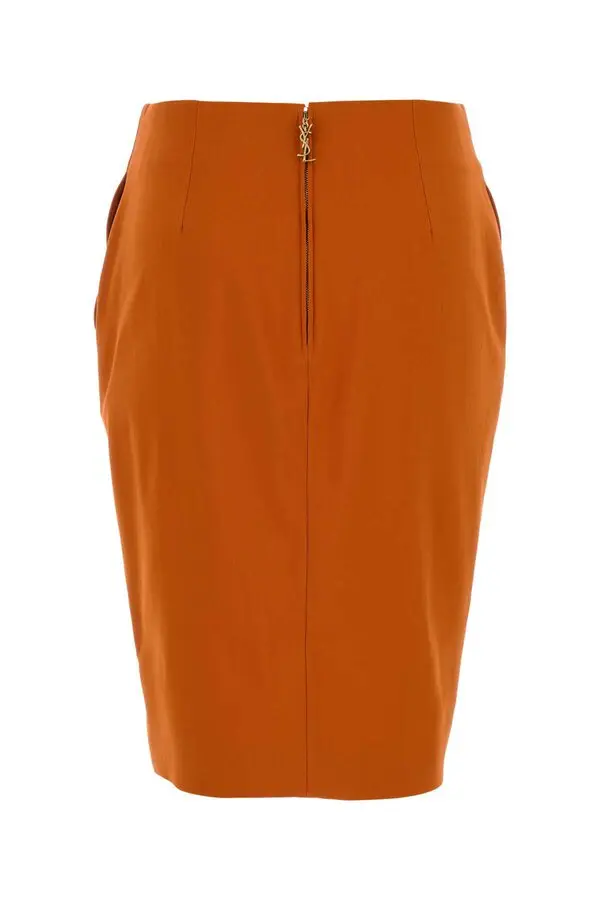Saint Laurent Stretch Viscose Blend Skirt - Orange