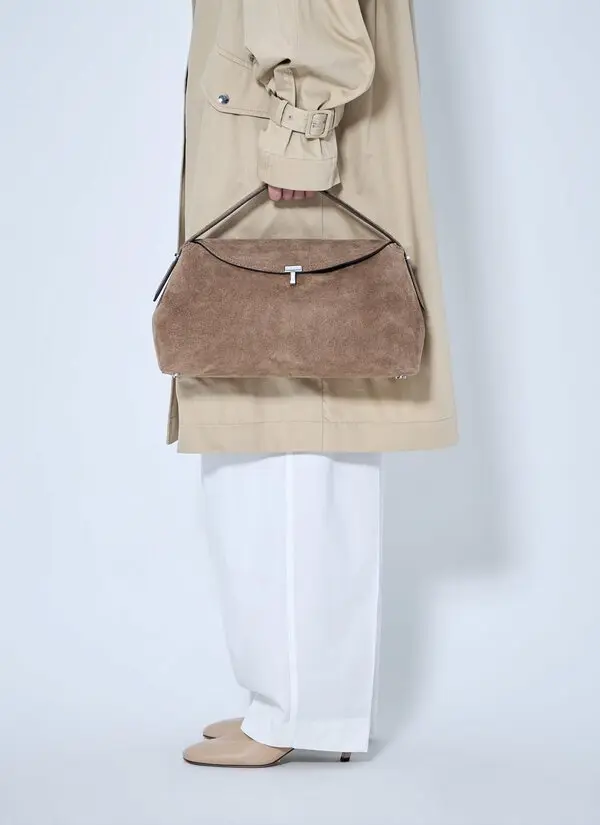 TOTEME T-lock Suede Top Handle - Brown